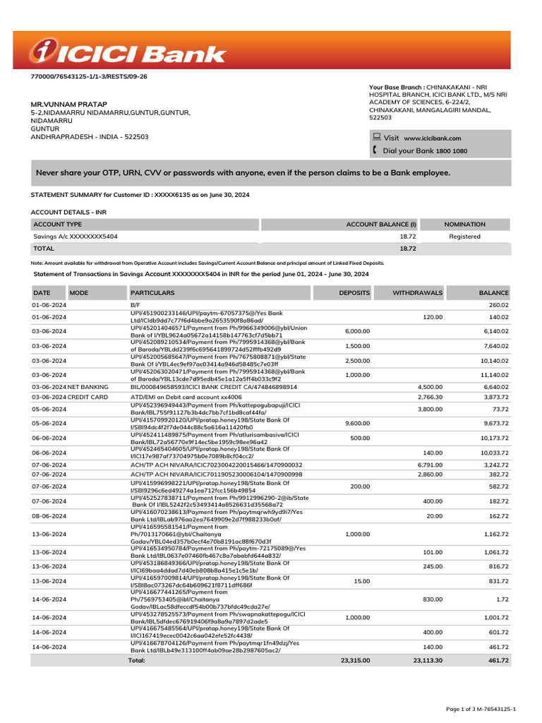 Bank Statement 6 Months | PDF | Banks | Debit Card
