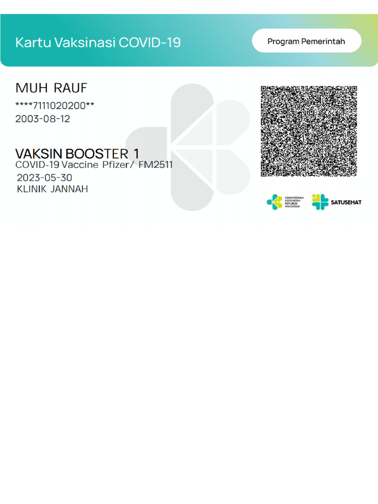 SERTIFIKAT-VAKSIN-DOSIS-3-MUH-891 | PDF