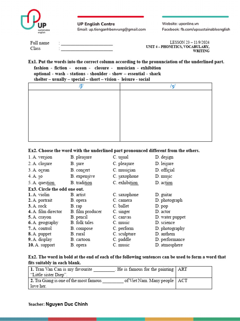 Unit 4 - Vocabulary, Phonetics, Writing | PDF
