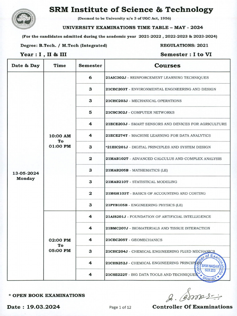 Btech Mtech Int 2021 Regul May 2024 | PDF