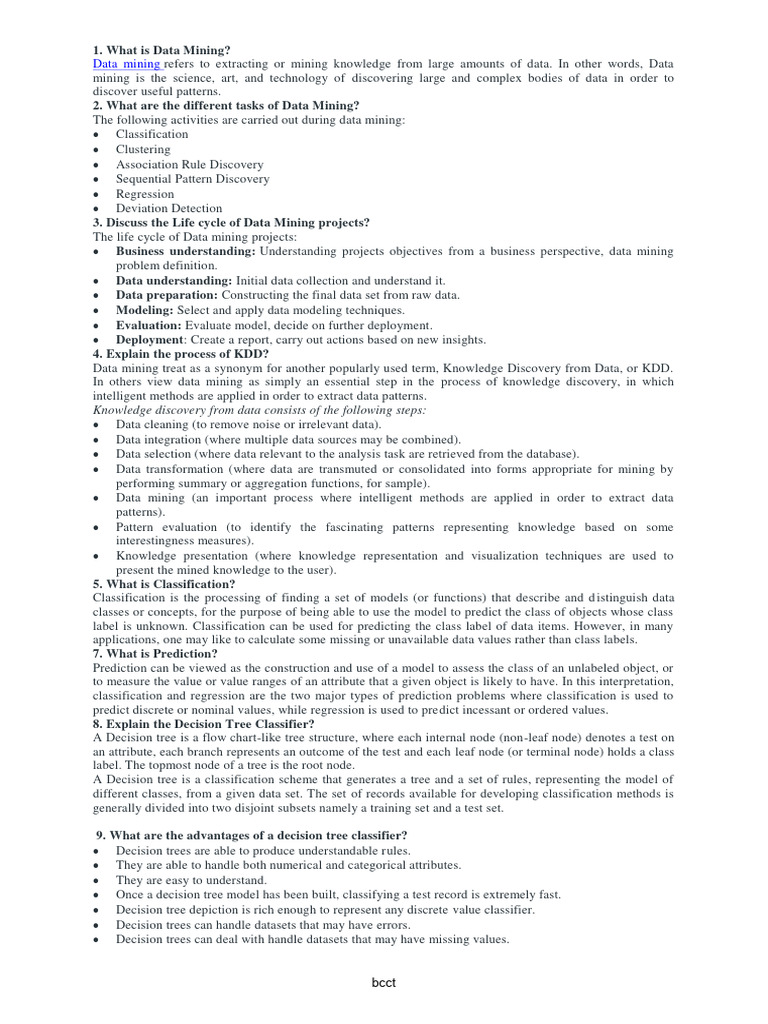 Dataminingshort Question Part2 | PDF | Machine Learning | Cluster Analysis