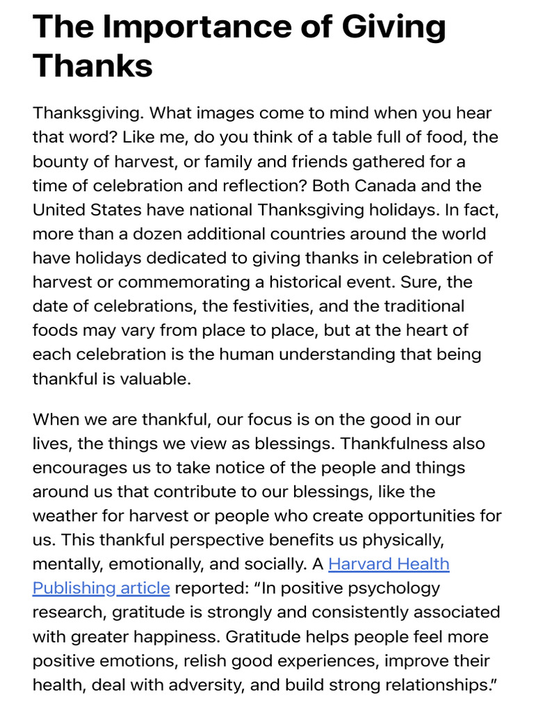 The Importance of Giving Thanks - Blog - Groundwork Bible Study | PDF ...