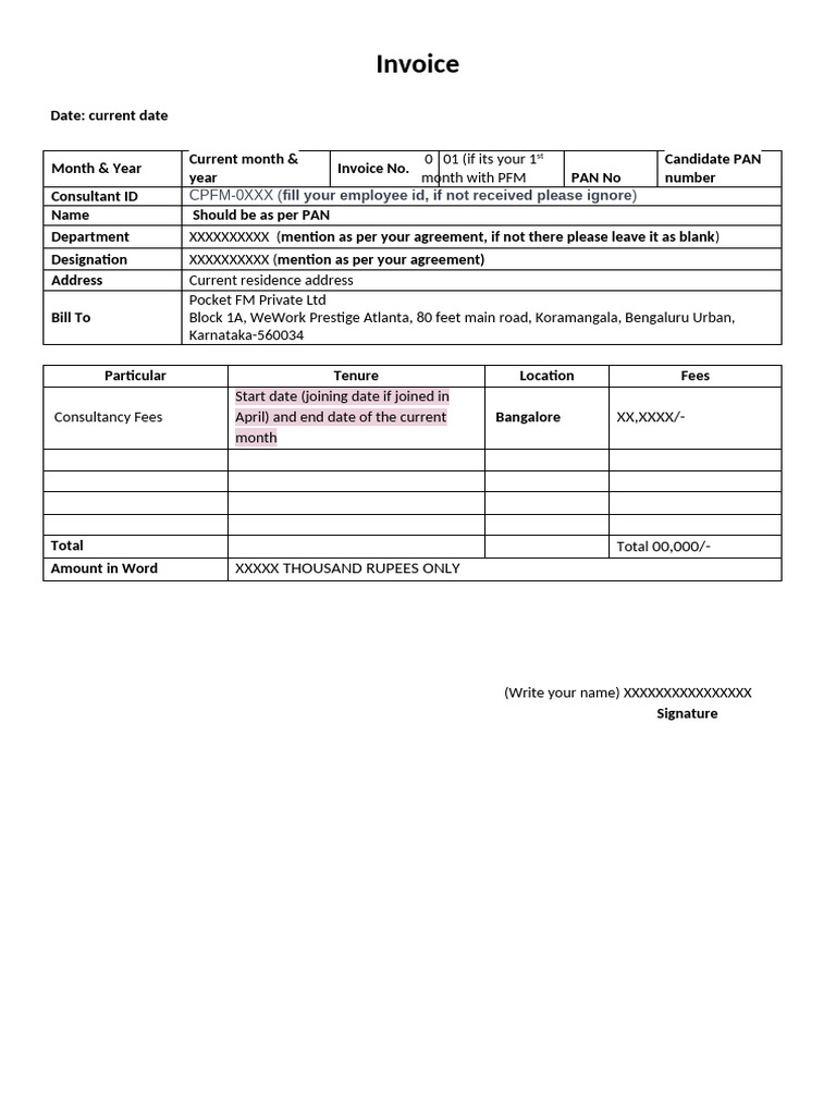 Consultancy Invoice Template | PDF