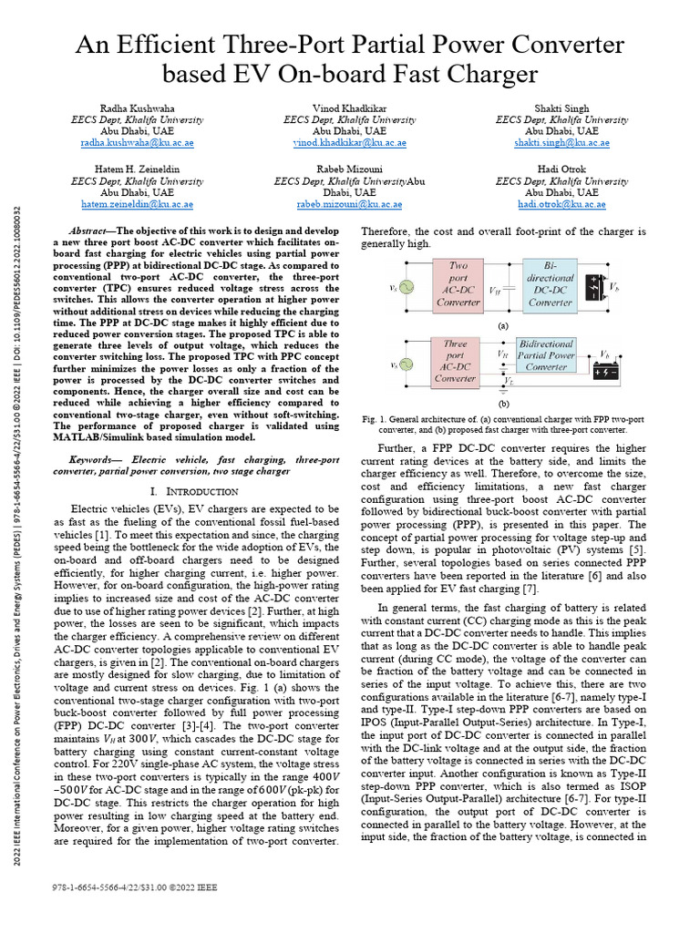 An Efficient Three-Port Partial Power Converter Based EV On-Board Fast ...