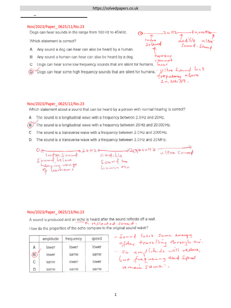 2023 Sound Igcse Physics 0625 | PDF