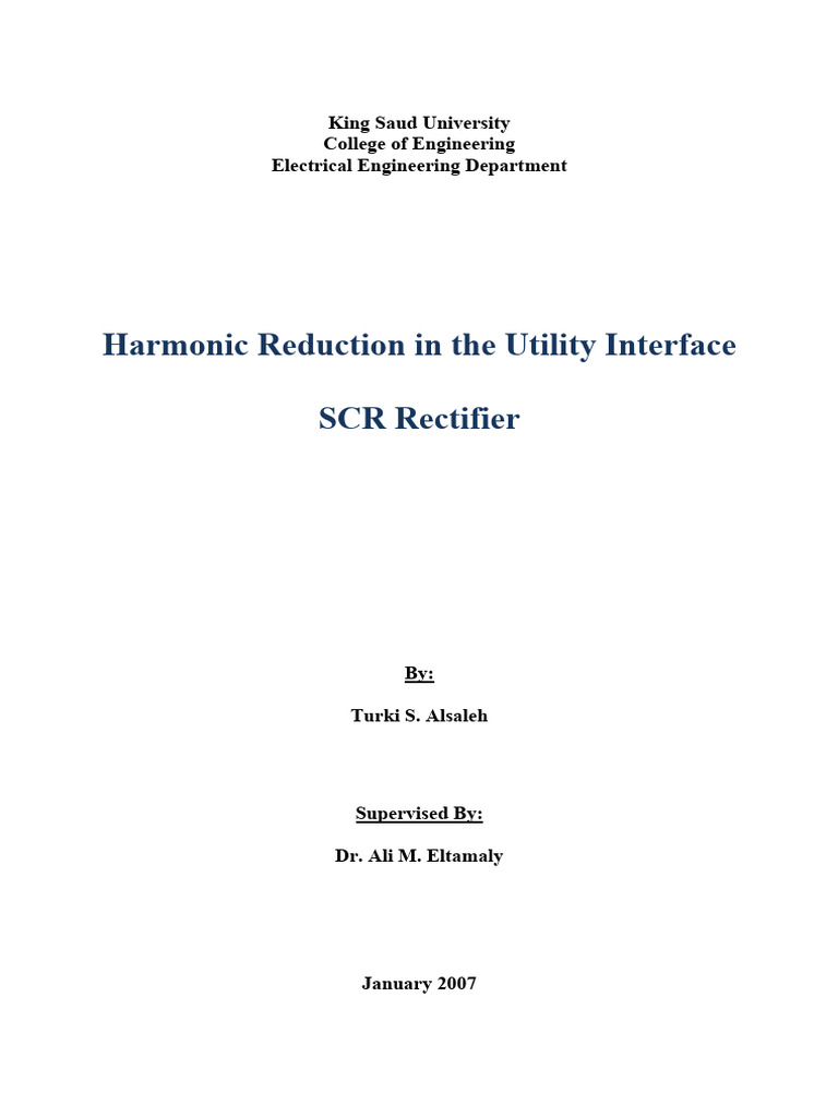 Harmonic Reduction in the Utility Interface SCR Rectifier | PDF | Power ...