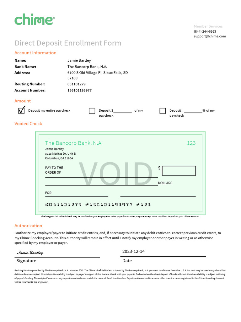 Direct Deposit Info | PDF | Paycheck | Banks