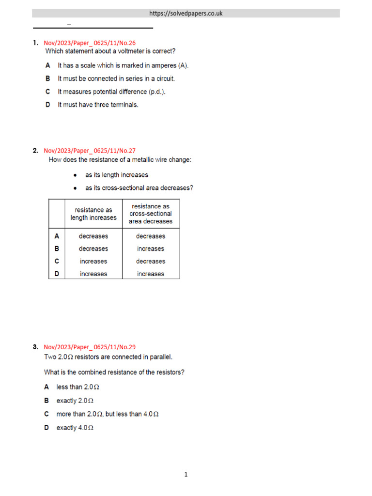 2023-Electricity-igcse-Physics-0625 | PDF 2023-Electricity-igcse-Physics-0625 | PDF