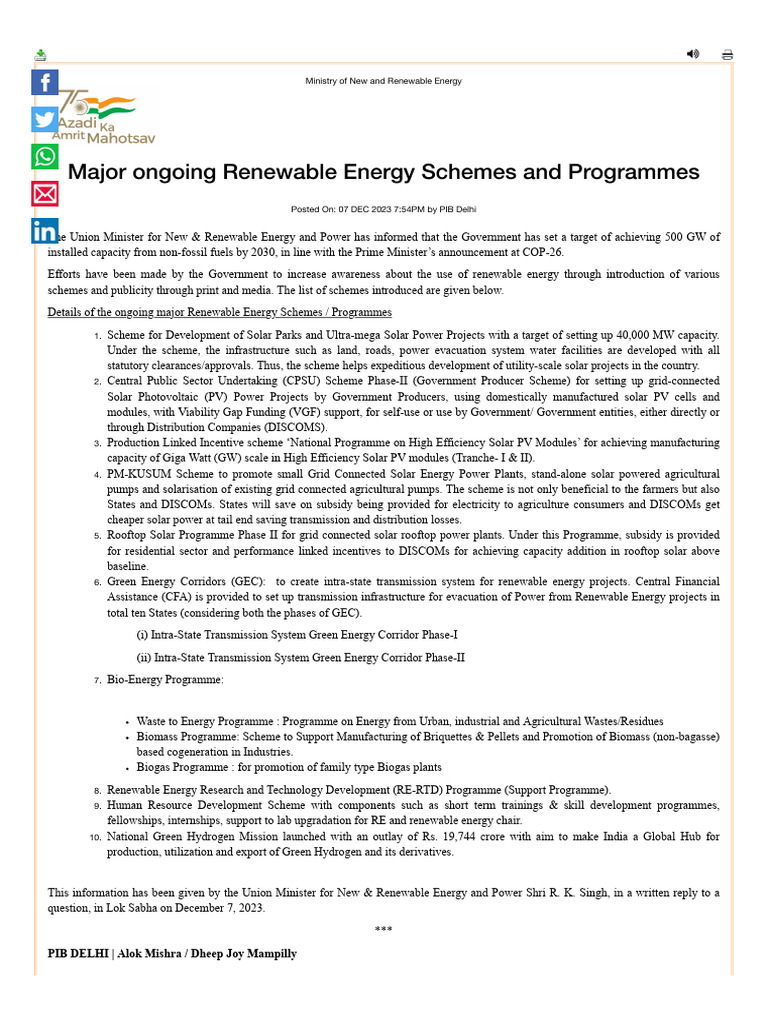 Renewable energy_programmes and schemes | PDF | Photovoltaics ...