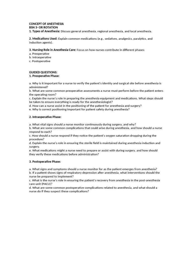 Anesthesia Concepts for Nursing Roles | PDF