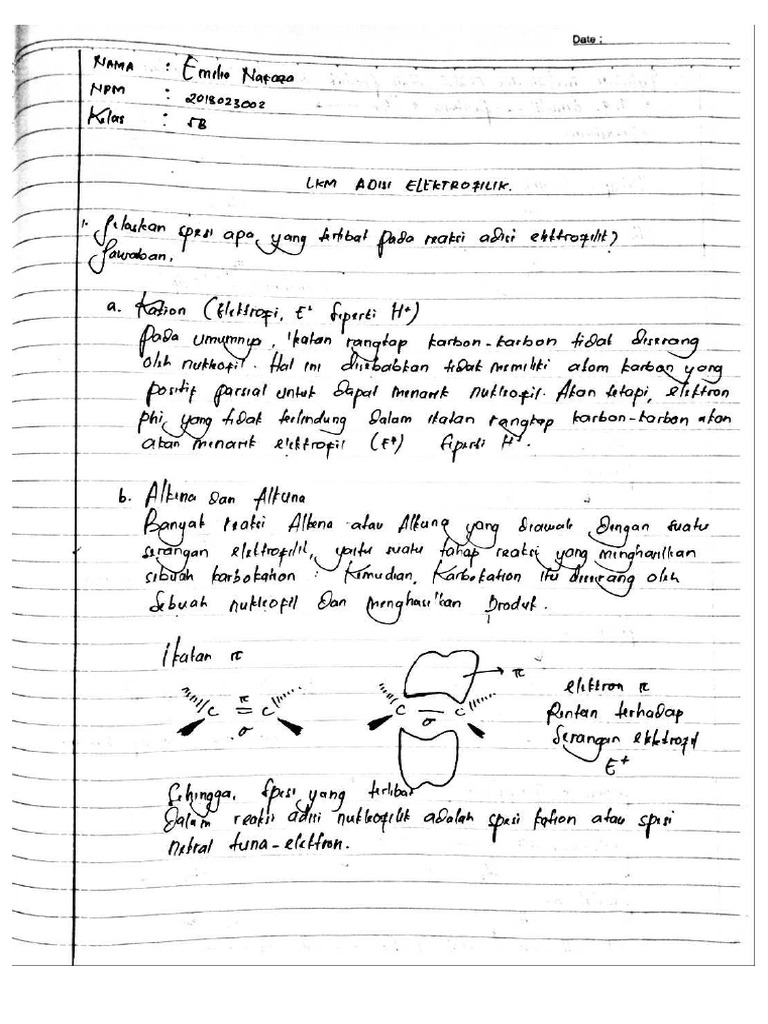 Emilia Nafaza - 2013023002 - PTM 9 - LKM Adisi Elektrofilik | PDF