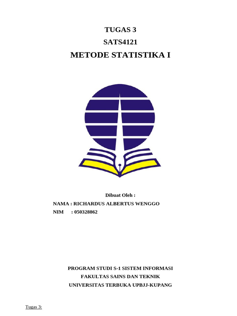 Tugas 3-METODE STATISTIKA 1- | PDF