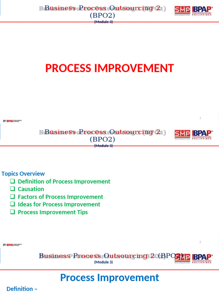 Bpo2 Module 3 Process Improvement | PDF | Business Process | Outsourcing