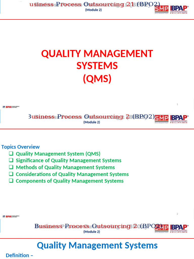 BPO2-Module-2-QUALITY-MANAGEMENT-SYSTEMS | PDF | Quality Management | Business Process