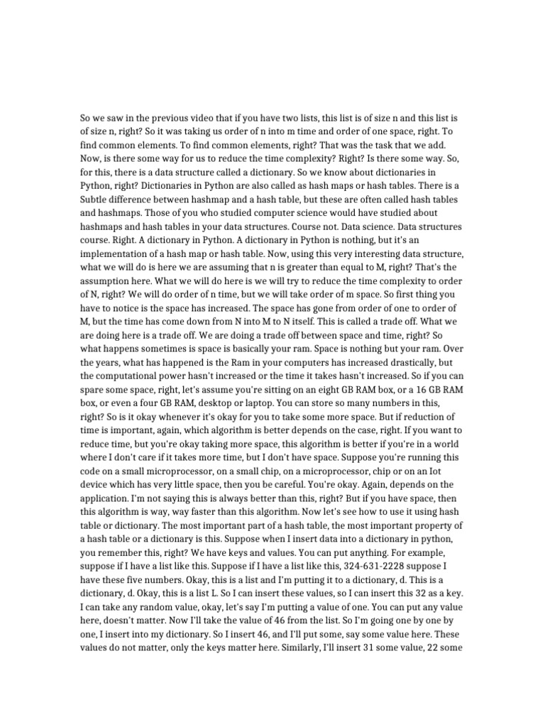 84 Find Elements Common In Two Lists Using A Hashtabledict Mp4 Pdf Computer Programming