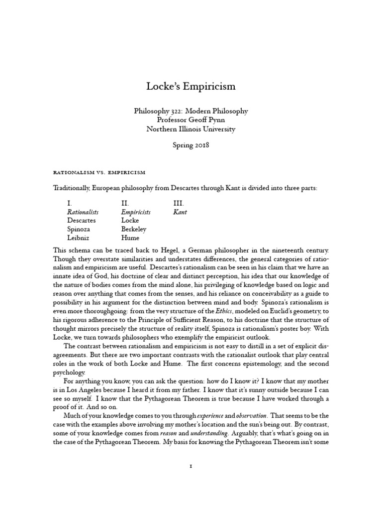 Locke's Empiricism Explained | PDF | Rationalism | Empiricism