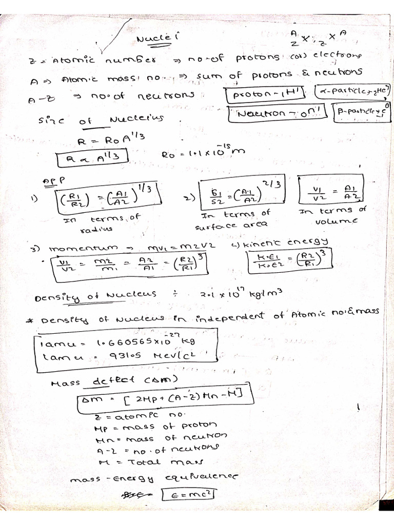 Nuclei Formula Sheet | PDF