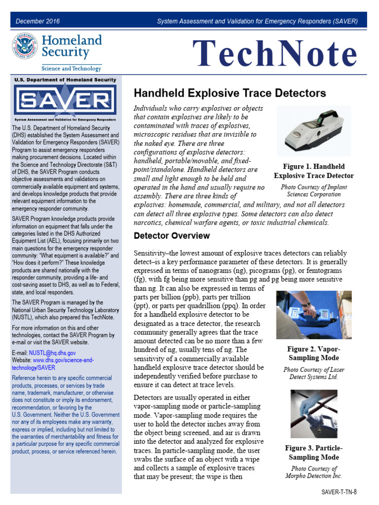 HH Explosive Trace Detect TN - 1216 508 | PDF | Materials | Chemistry