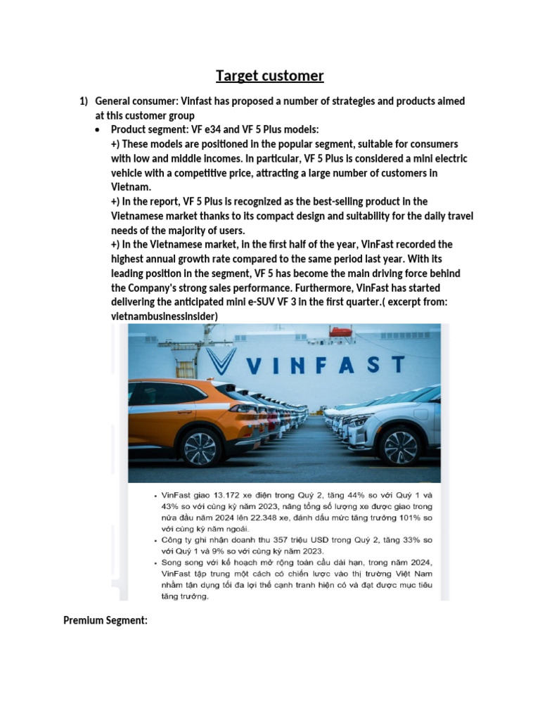 VinFast's Target Customers and Strategies | PDF | Brand | Electric Vehicle