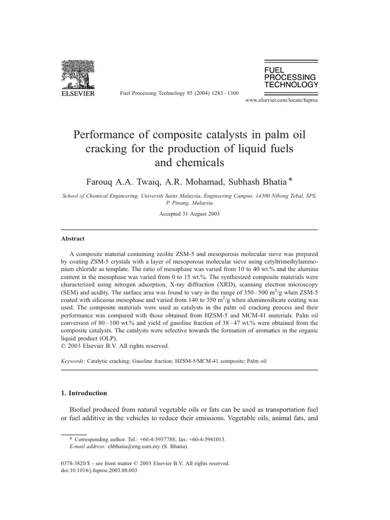 Performance of Composite Catalysts in Pa | PDF | Zeolite | Cracking ...