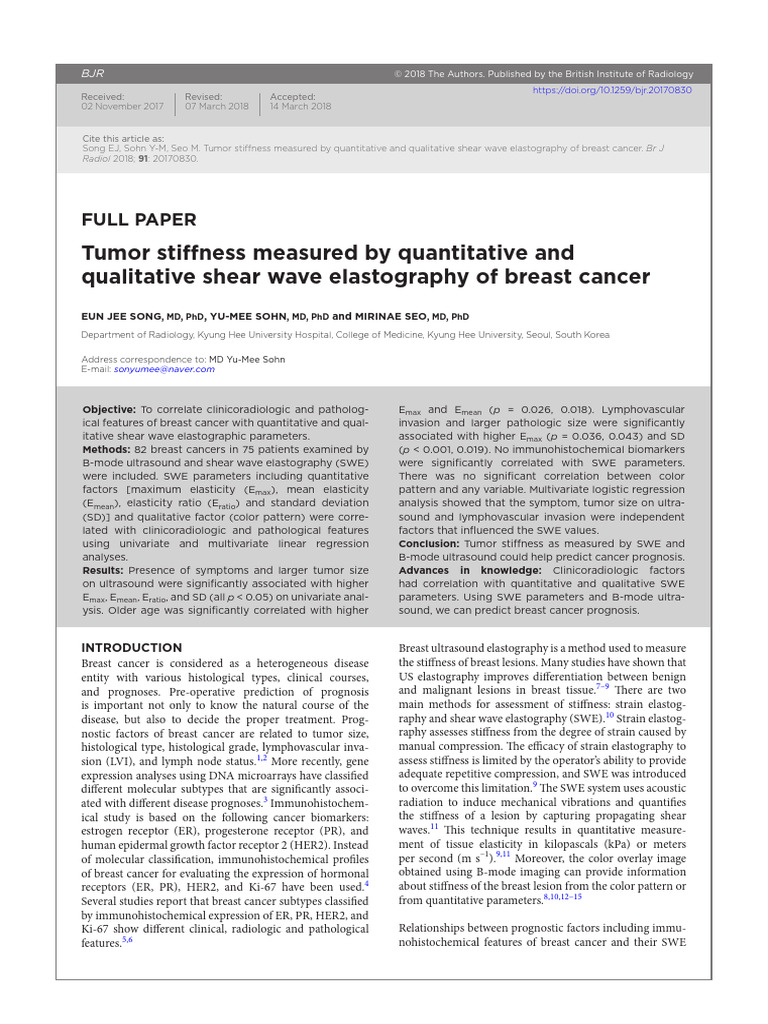 Bjr. Shear Wave | PDF | Neoplasms | Clinical Medicine