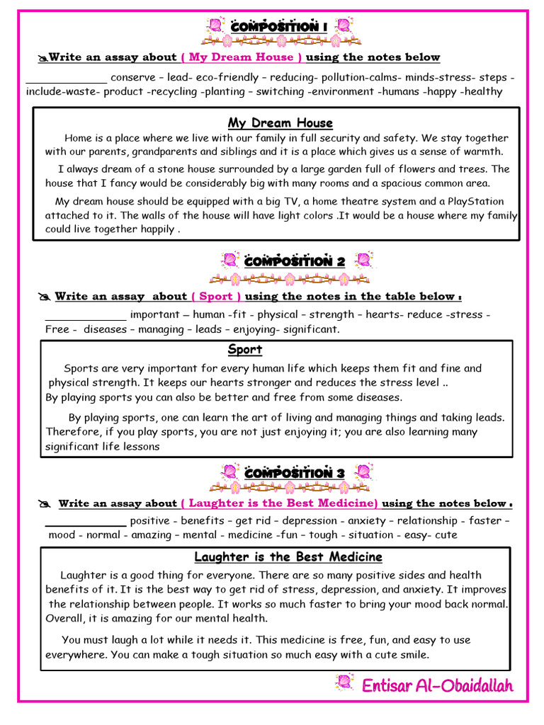 تعابير ثاني - Guided Composition -MG4 | PDF | Laughter | Mental Health