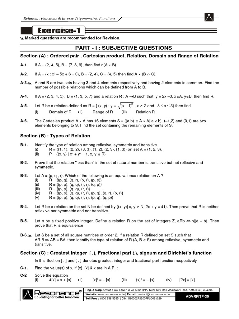 Relation Function ITF-Excercise XvPmwk0 | PDF | Function (Mathematics) | Elementary Mathematics