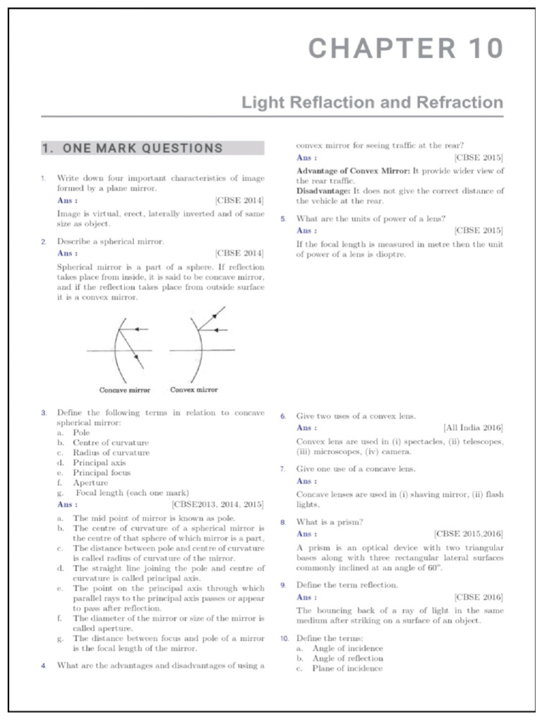 Light Reflection and Refraction | PDF