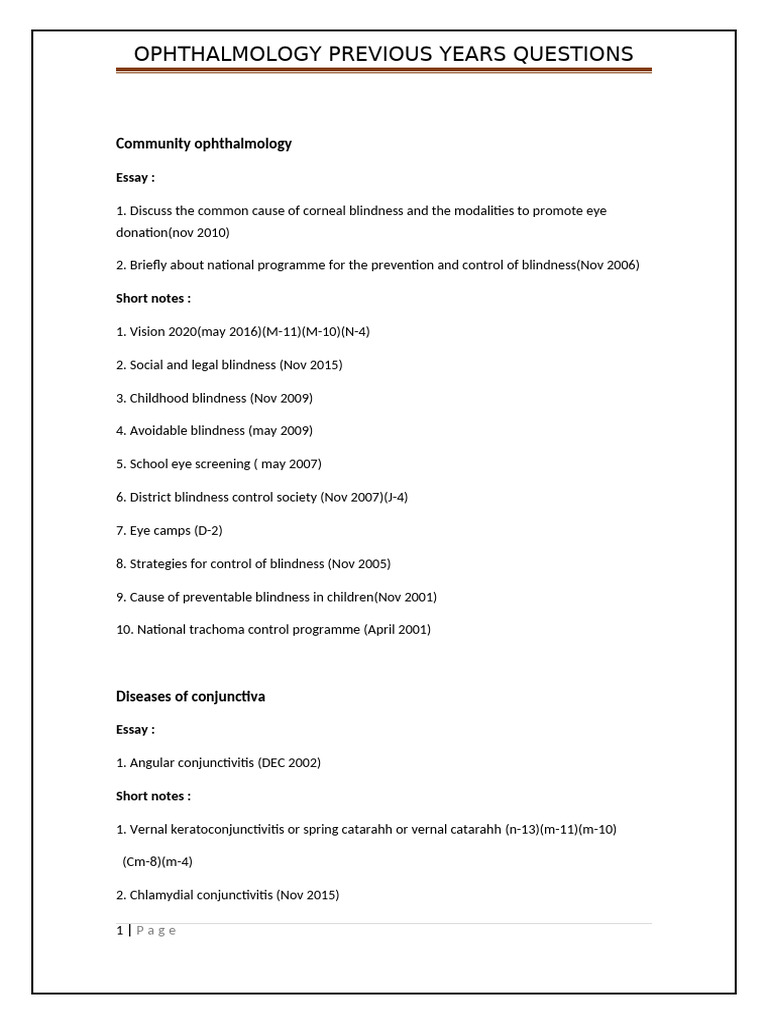 ophthal ques-1 | PDF | Cornea | Glaucoma