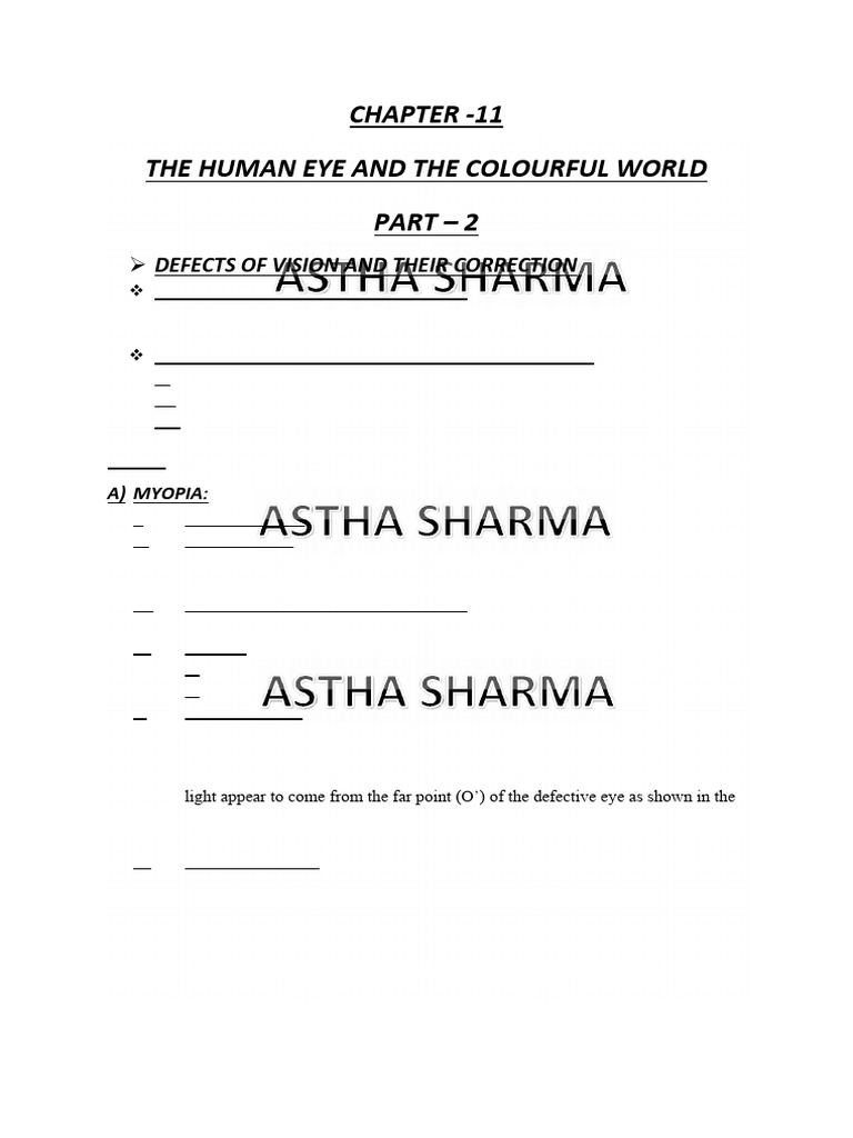 Human Eye (Notes) - Part 2 | PDF | Eye | Myopia