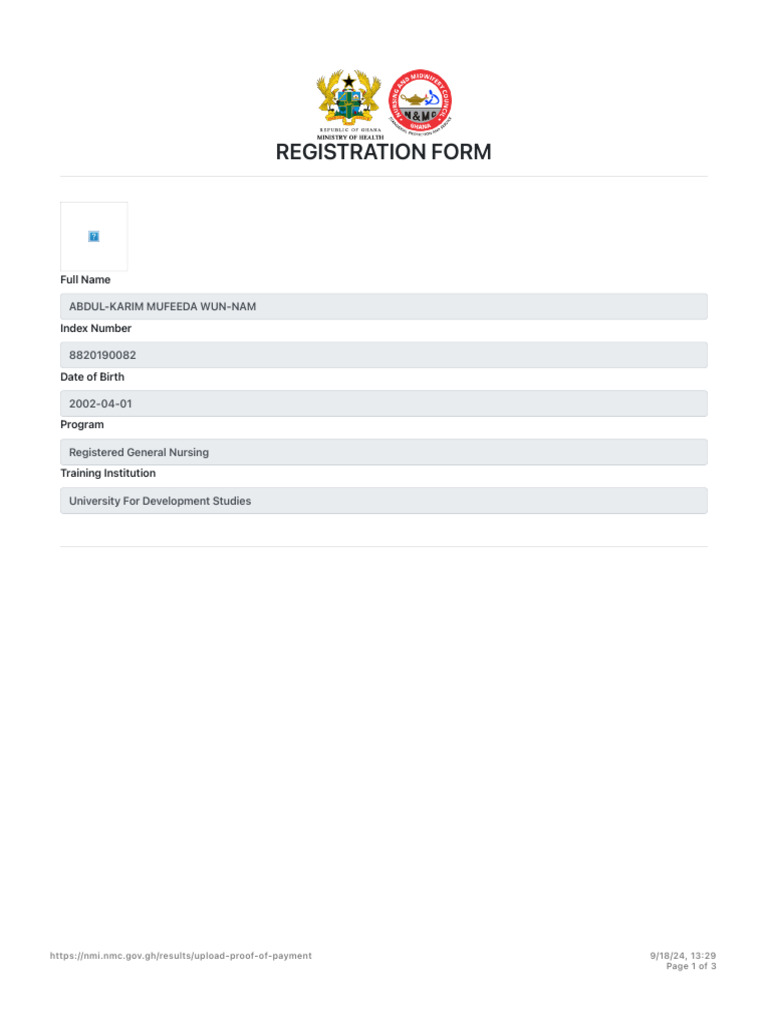 N&MC - REGISTRATION FORM | PDF