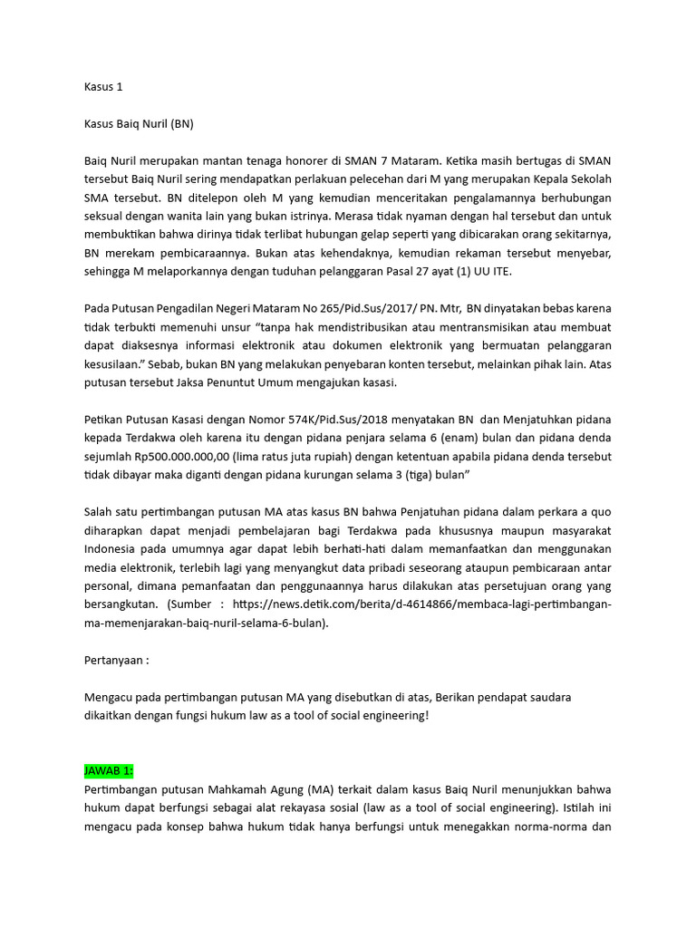 Tugas 1 - Sistem Hukum Indonesia part 1 | PDF