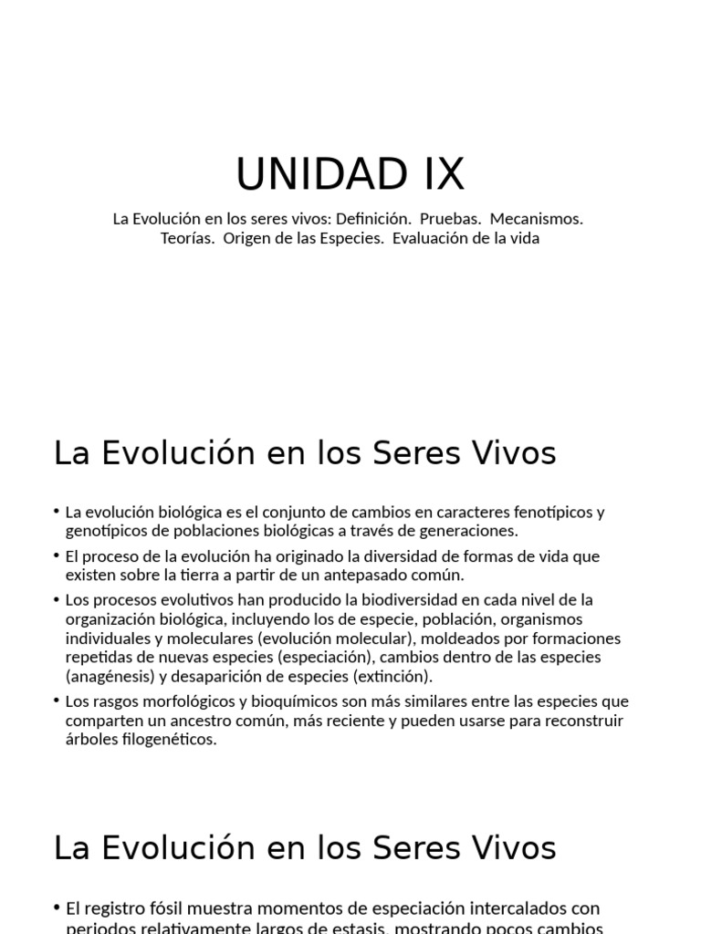 Evolución de los Seres Vivos: Teorías y Pruebas | PDF | Evolución ...