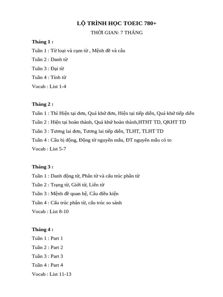L Trình Toeic 780 | PDF
