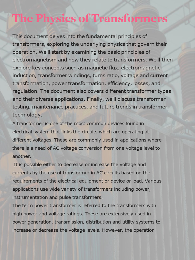 The Physics of Transformers | PDF | Transformer | Electromagnetic Induction