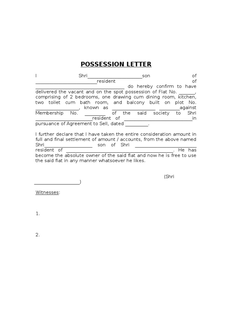 36 Possession Letter | PDF