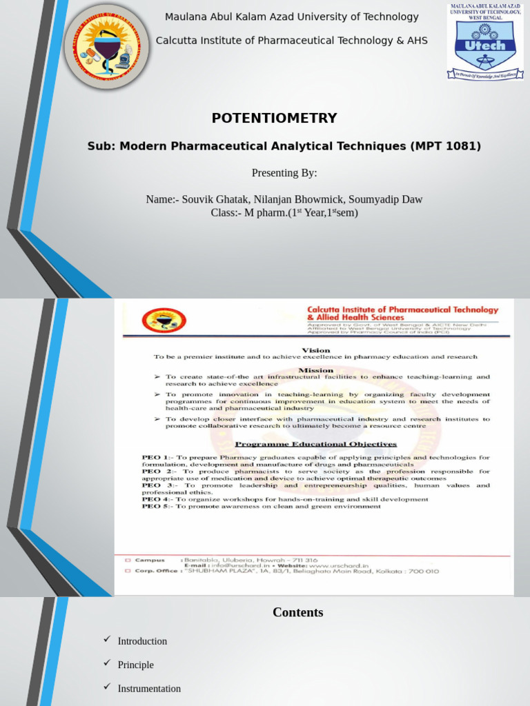 Potentiometry: Principles and Instruments | PDF | Titration | Chemistry