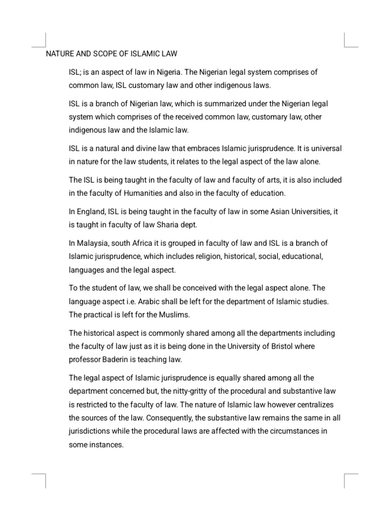 Nature and Scope of Islamic Law | PDF | Sharia | Precedent
