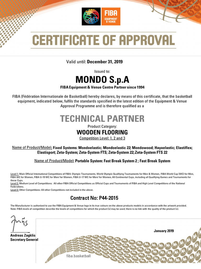 FIBA Certification for Wooden Flooring | PDF