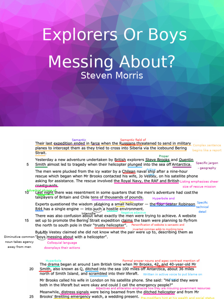 Explorers or Boys Messing About - Steven Morris | PDF | Noun | Adjective