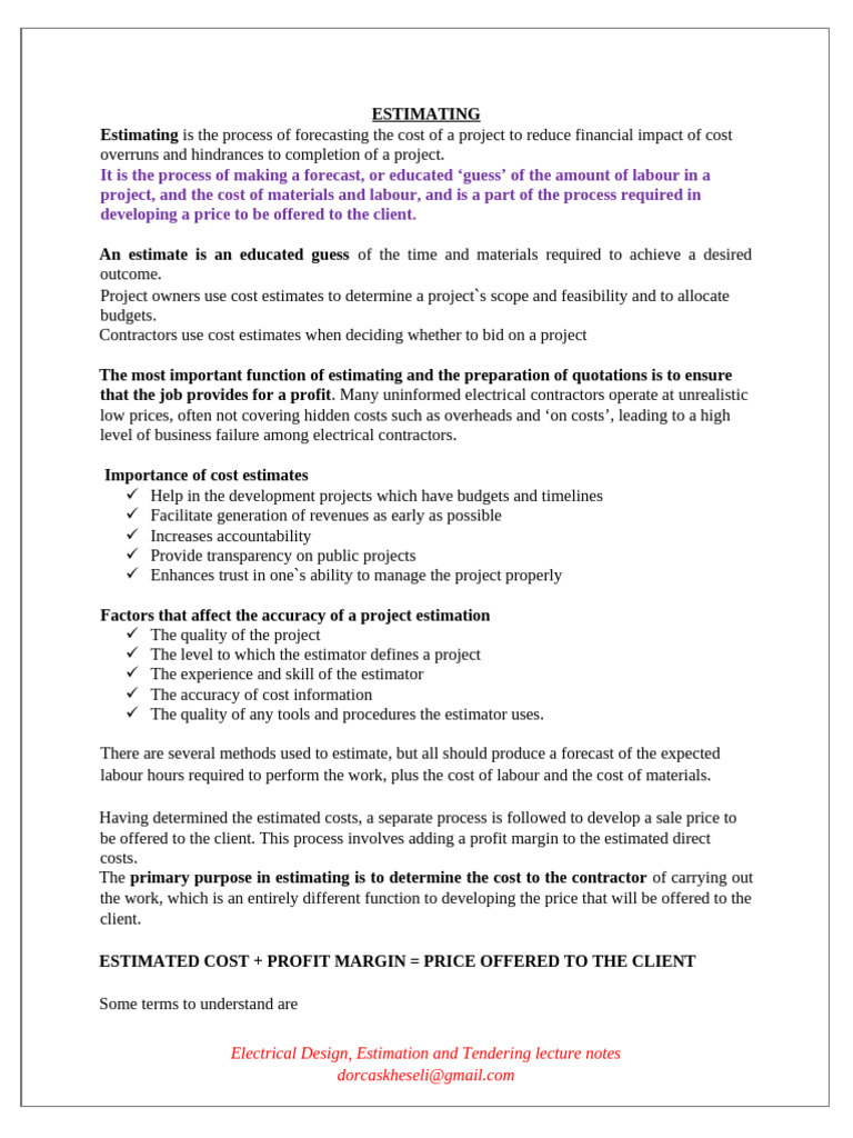 Project Cost Estimation Guide | PDF | Labour Economics | Cost