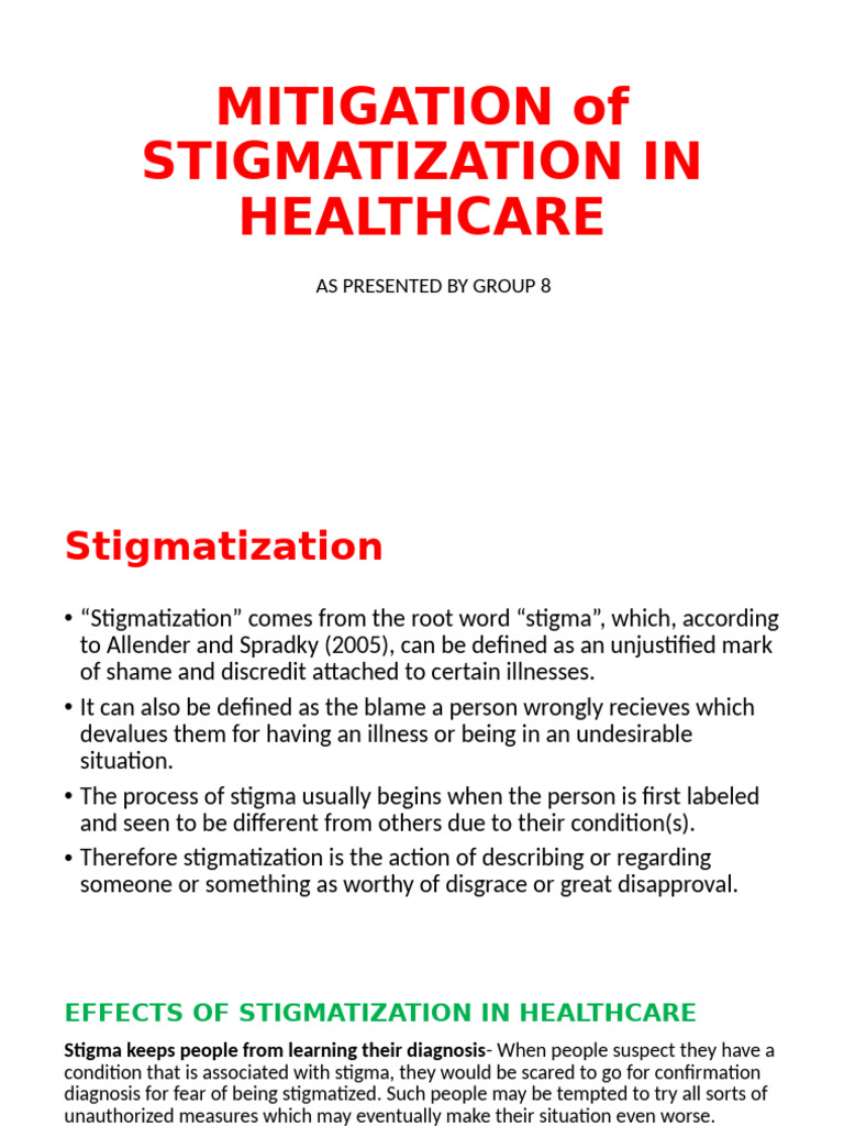 Stigmatization in Healthcare | PDF | Social Stigma | Medicine