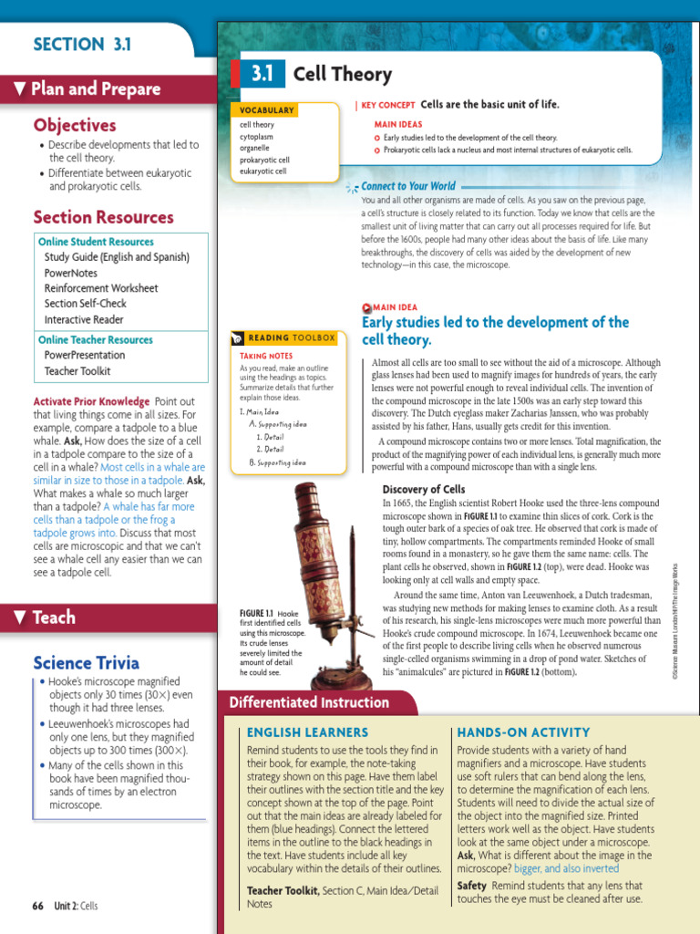 Cell Theory for Science Students | PDF | Microscope | Cell (Biology)