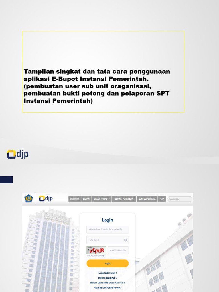 Sekilas Tampilan E-Bupot IP | PDF