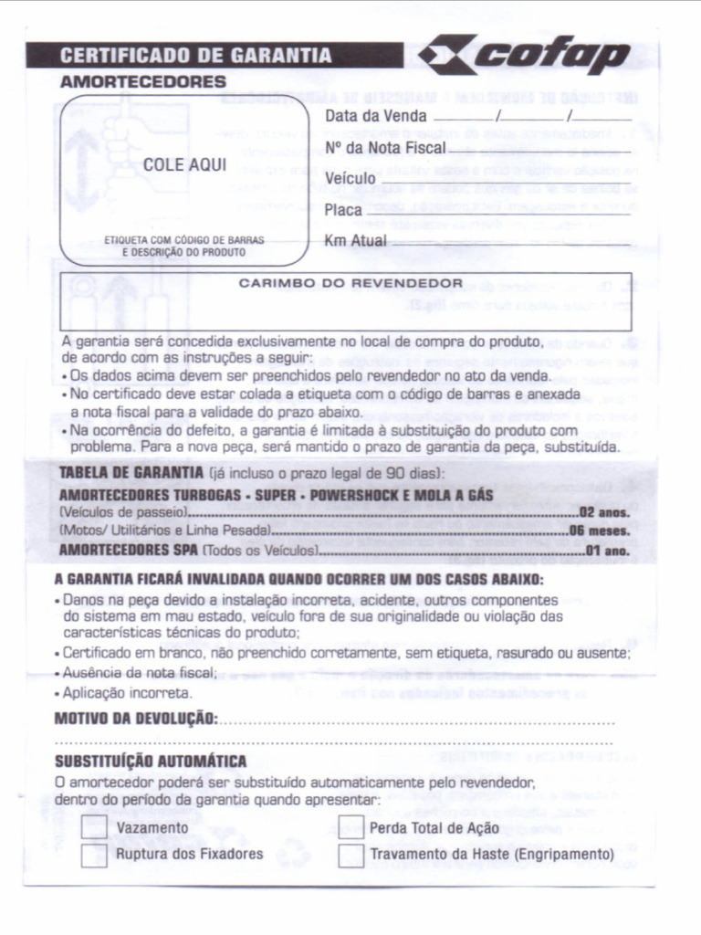 Certificado Cofap | PDF