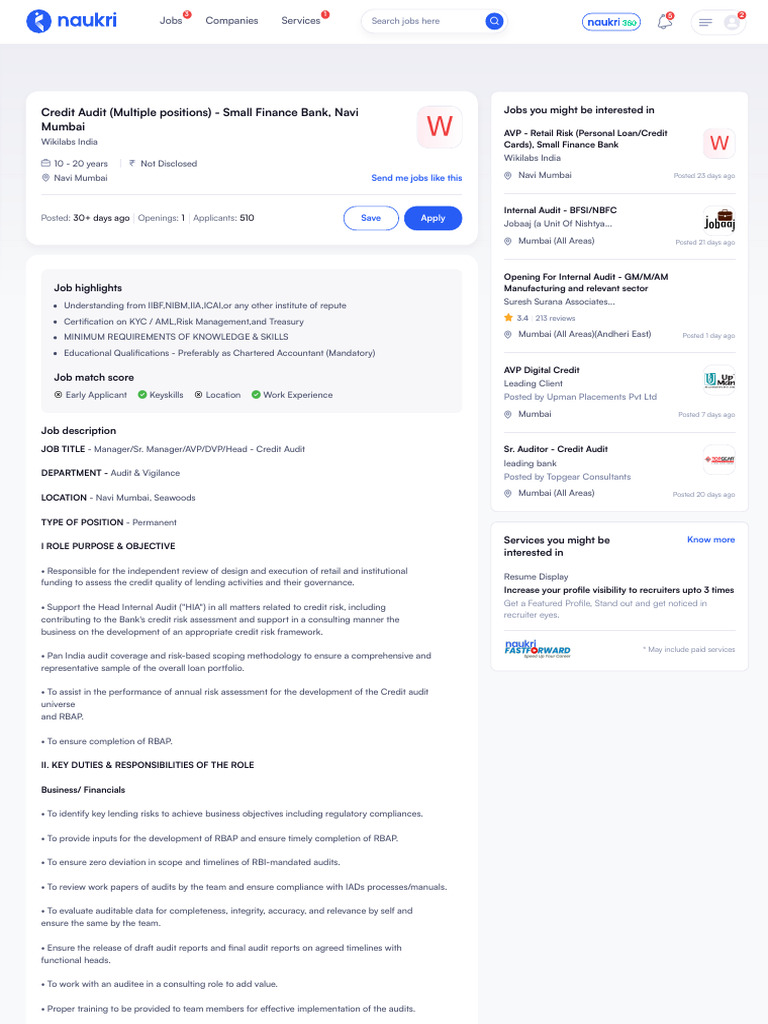 Credit Audit Manager Role | PDF | Auditor's Report | Audit