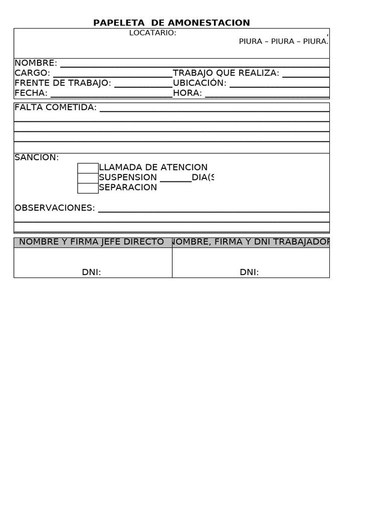 Formato de Papeleta | PDF