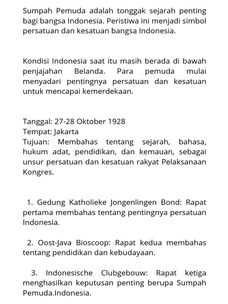 Sumpah Pemuda Adalah Tonggak Sejarah Penting Bagi Bangsa Indonesia. Peristiwa Ini Menjadi Simbol ...