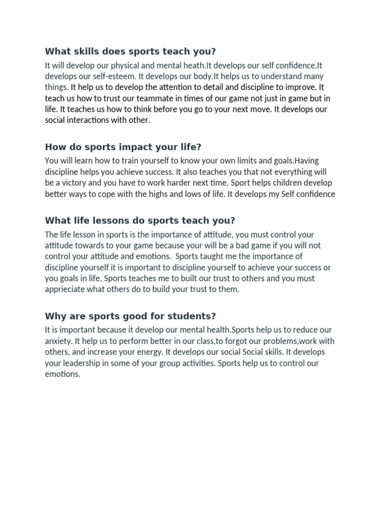What Skills Does Sports Teach You | PDF