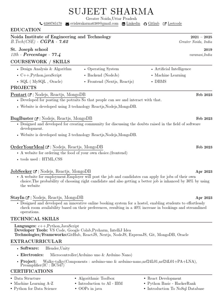 _MY__RESUME | PDF | Databases | Mongo Db